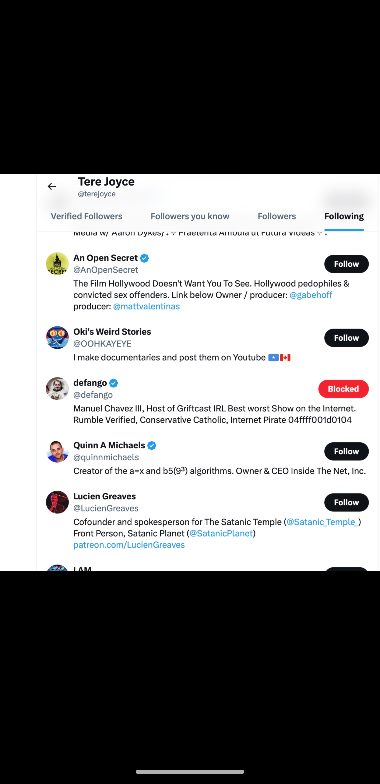 Tere Joyce Follows Lucien Greaves on X and Michael Aquino, Or at Least ...